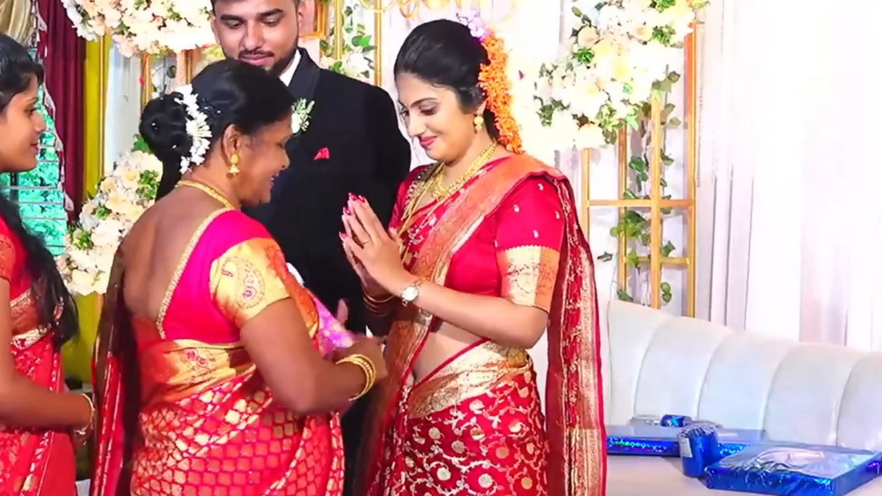 cute tulu bride open navel in red wedding saree mp4 snapshot 02 28 087 ...