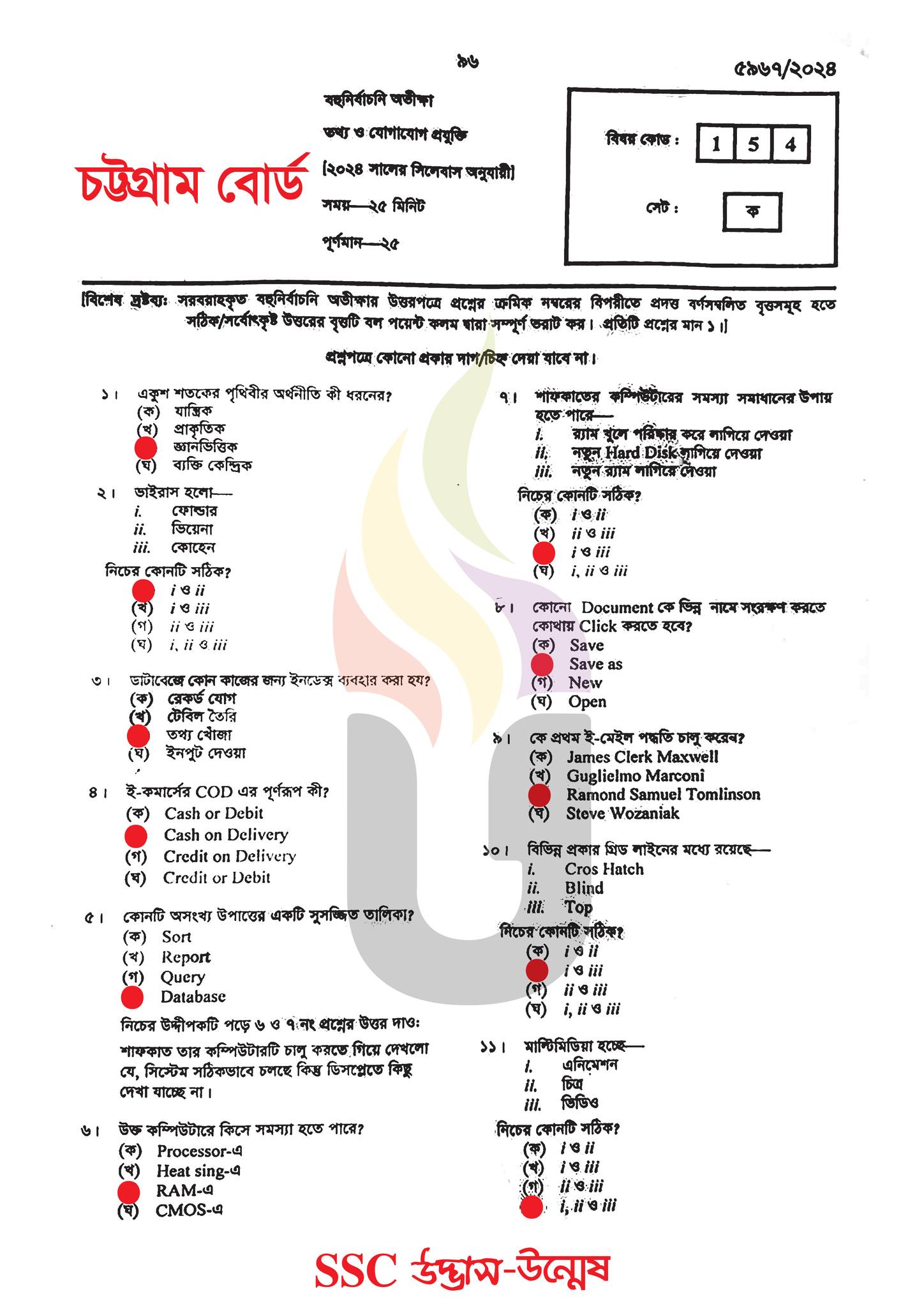 SSC ICT MCQ Question solution 2024 - SSC ICT MCQ Questions and Answers ...