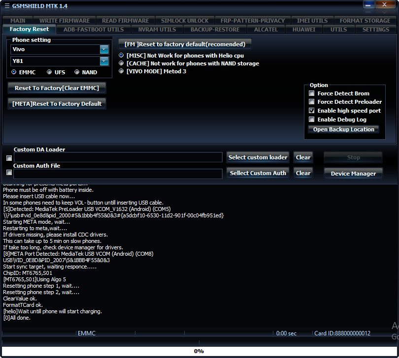 GSM-Forum - Vivo y81 pattern lock and frp removed success by gsm shield box