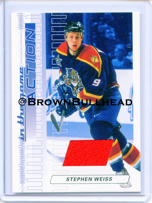 2003 04 ITG Action Jerseys M 119 [ Stephen Weiss] [ Florida Panthers] [ Sapphire] [ 300] [swatch ...