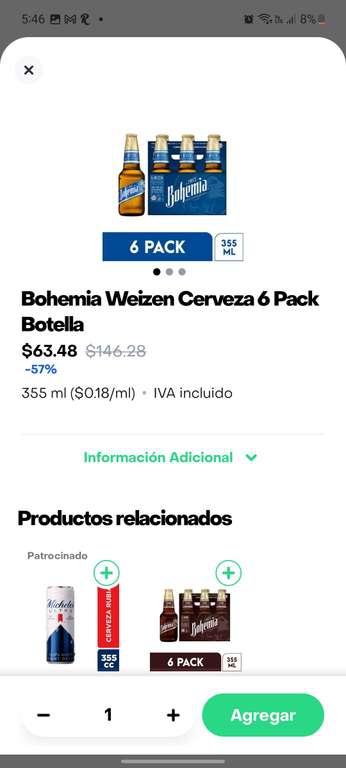 Rappi turbo CDMX Six pack cerveza weizen bohemia