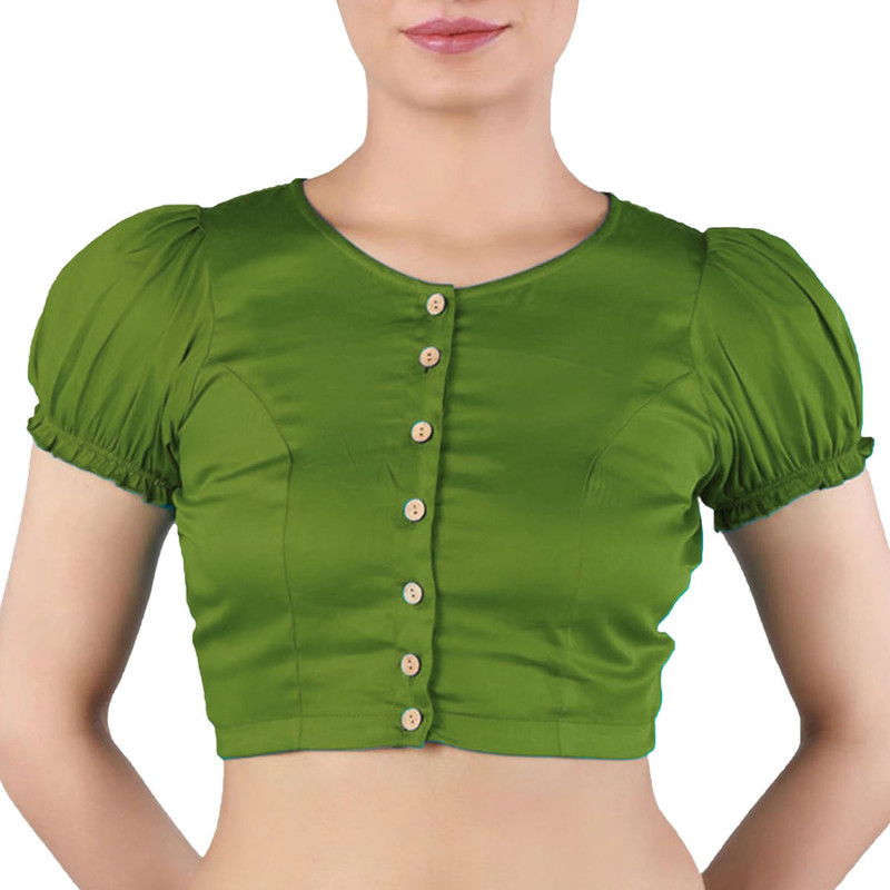 Women's Cotton Sari Blouse Designer Puff Sleeves Readymade Stitched Top ...