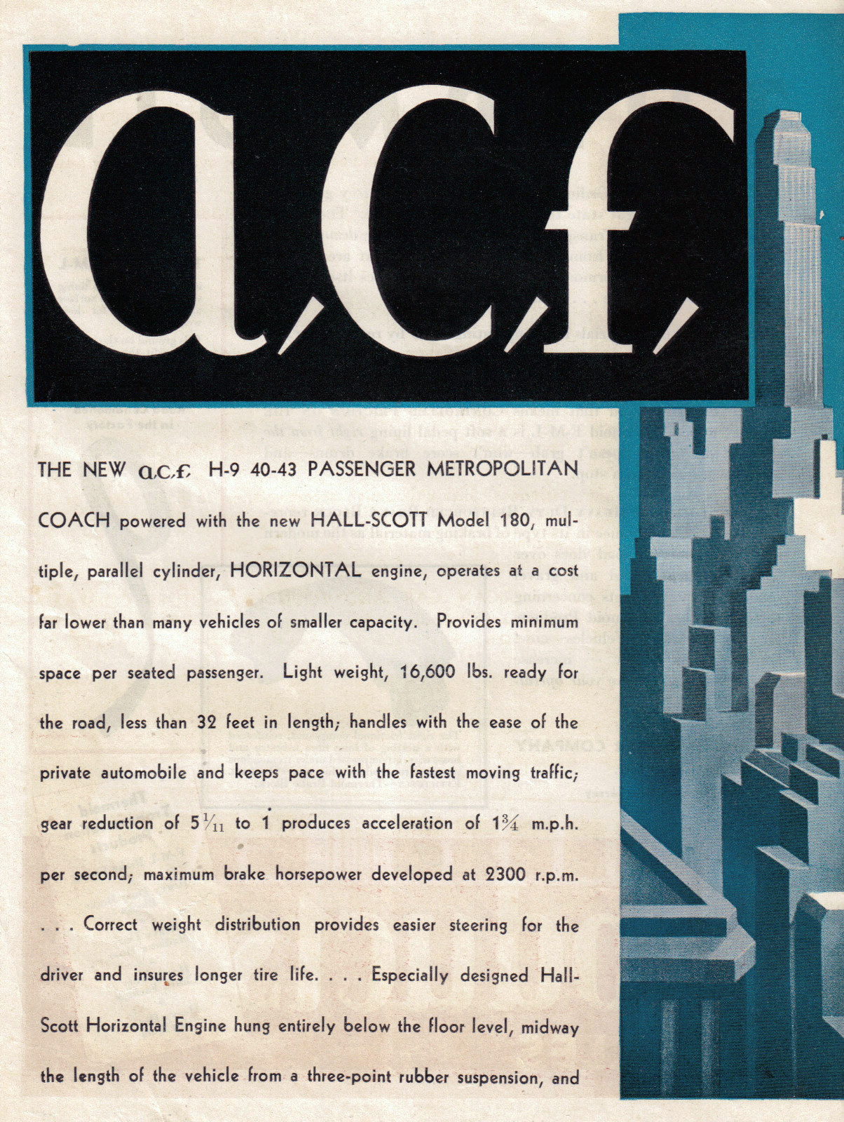 ACF '33 H 9 Metropolitan Coach Hall Scott 180 Horizontal 1 — Postimages