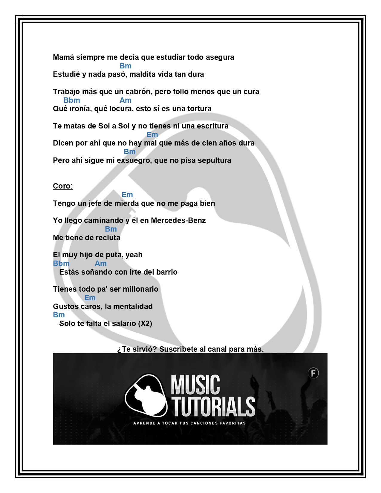 El Jefe Shakira Fuerza Regida Letra y Acordes by MUSICTUTORIALS page ...