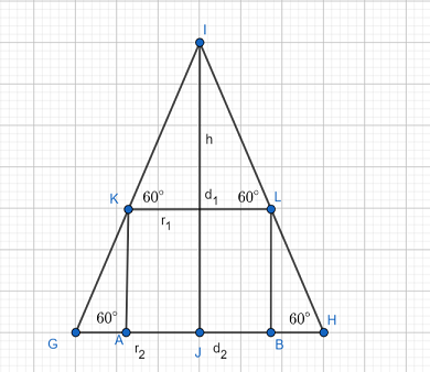 A metallic right circular cone 20cm high and whose vertical | Quizlet