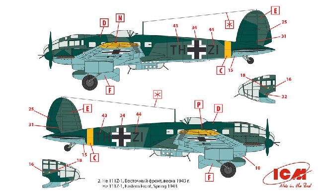1/48 - Heinkel He-111Z-1 “Zwilling" by ICM - released - camo painting ...