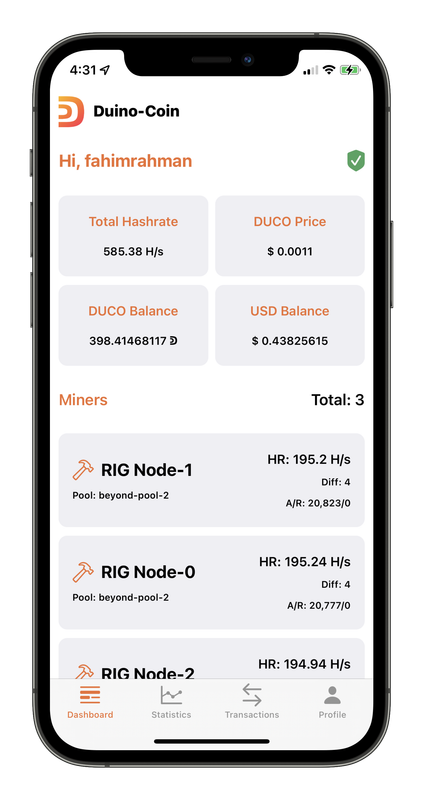 GitHub - fahimrahmanbooom/Duino-Coin_iOS_App: Duino-Coin iOS App. Features: Dashboard ...