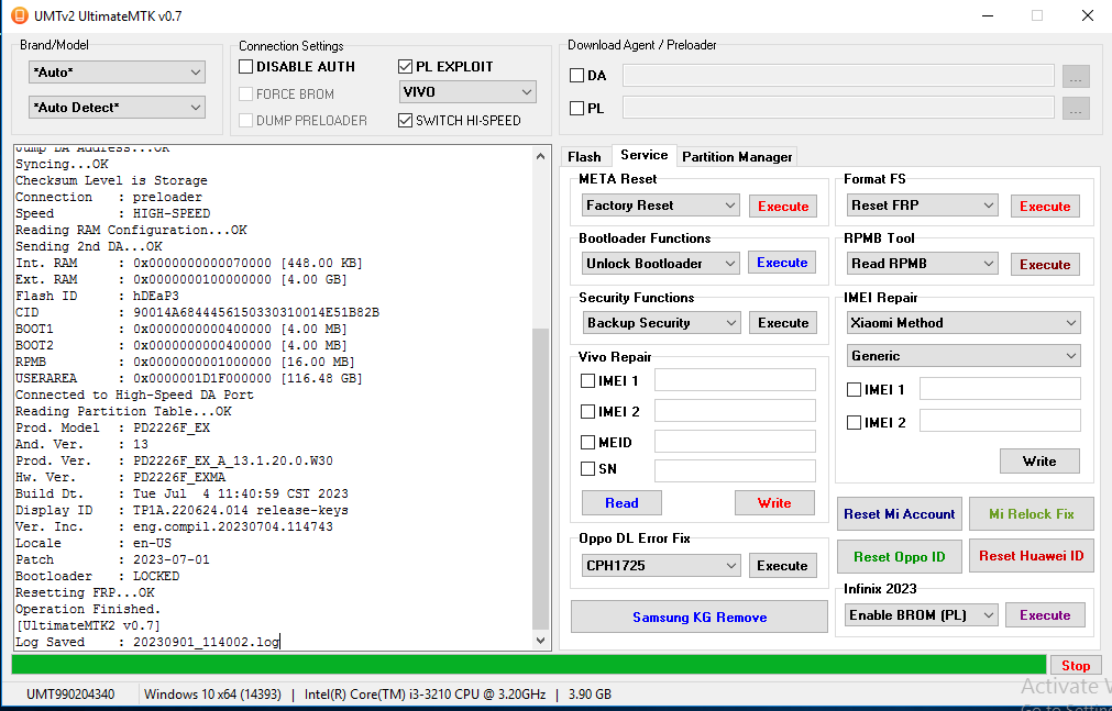 vivo y22 latest security frp removed success by umt dongle - GSM-Forum