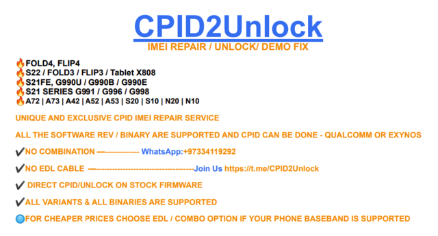 SAMSUNG CPID IMEI REPAIR DEMO FIX UNLOCKING...>S21/S22/Z FOLD /Z Flip ...