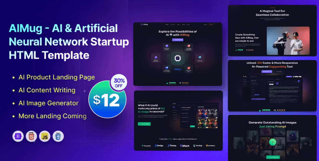AIMug - AI & Artificial Neural Network Startup Template HTML – Bliter GPL