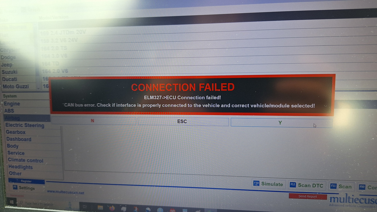 MultiECUScan not connecting to the ABS module | Alfa Romeo Forum