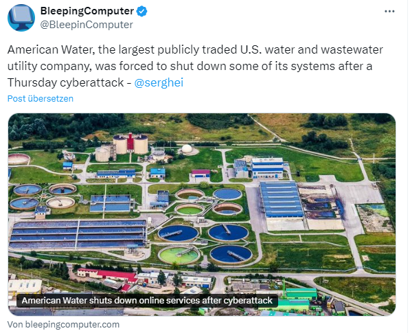 Sicherheitslücken und Cybervorfälle: American Water, Internet ...