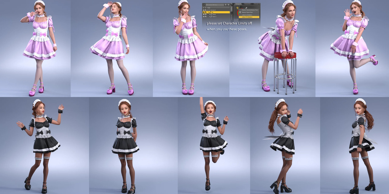 (FILLED 2023-03-19) DForce Maid Uniform HD Clothes And Poses For Genesis 9 - Free Daz 3D Models
