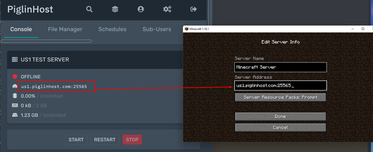 How to join your Minecraft Server? - Knowledgebase - PiglinHost