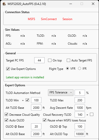 AutoFPS - GA VFR settings check - Microsoft Flight Simulator (2020/2024) - The AVSIM Community