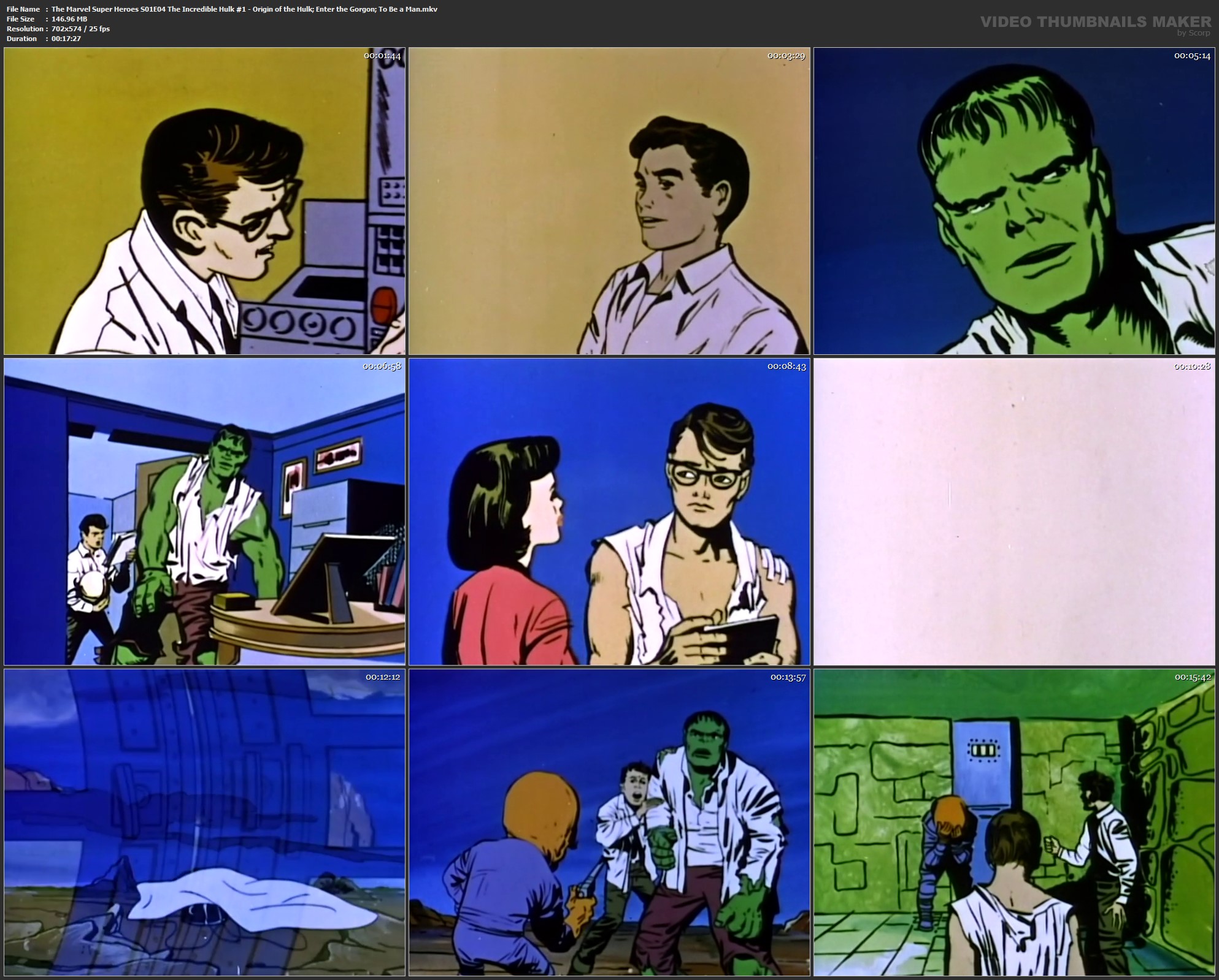 The Marvel Super Heroes S01 E04 The Incredible Hulk 1 Origin of the Hulk Enter the Gorgon To Be ...