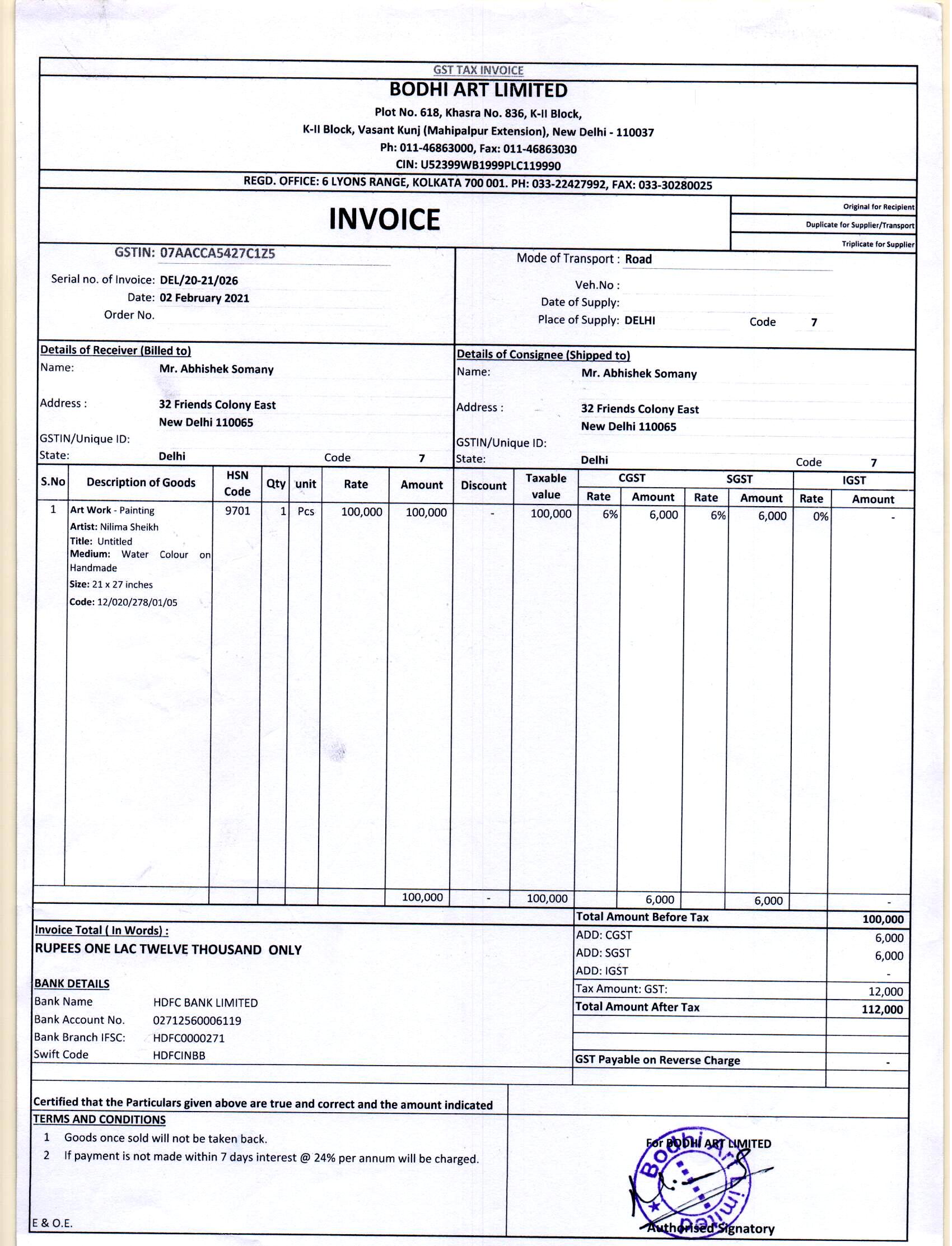 Invoice Water colour on Handmade — Postimages