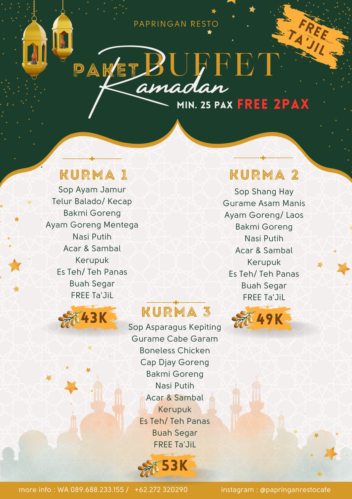 menu Buffet Ramadan by Papringan resto — Postimages