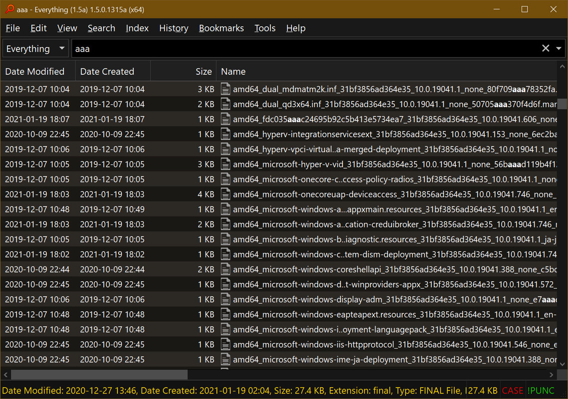 Separate color settings in Status Bar for filters of Search - voidtools forum