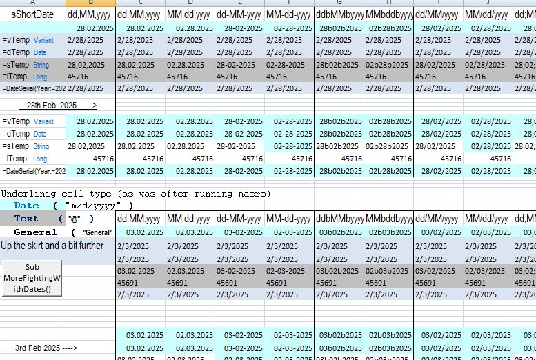Dates confusion again. Date number format, and "Underlying cell type ...