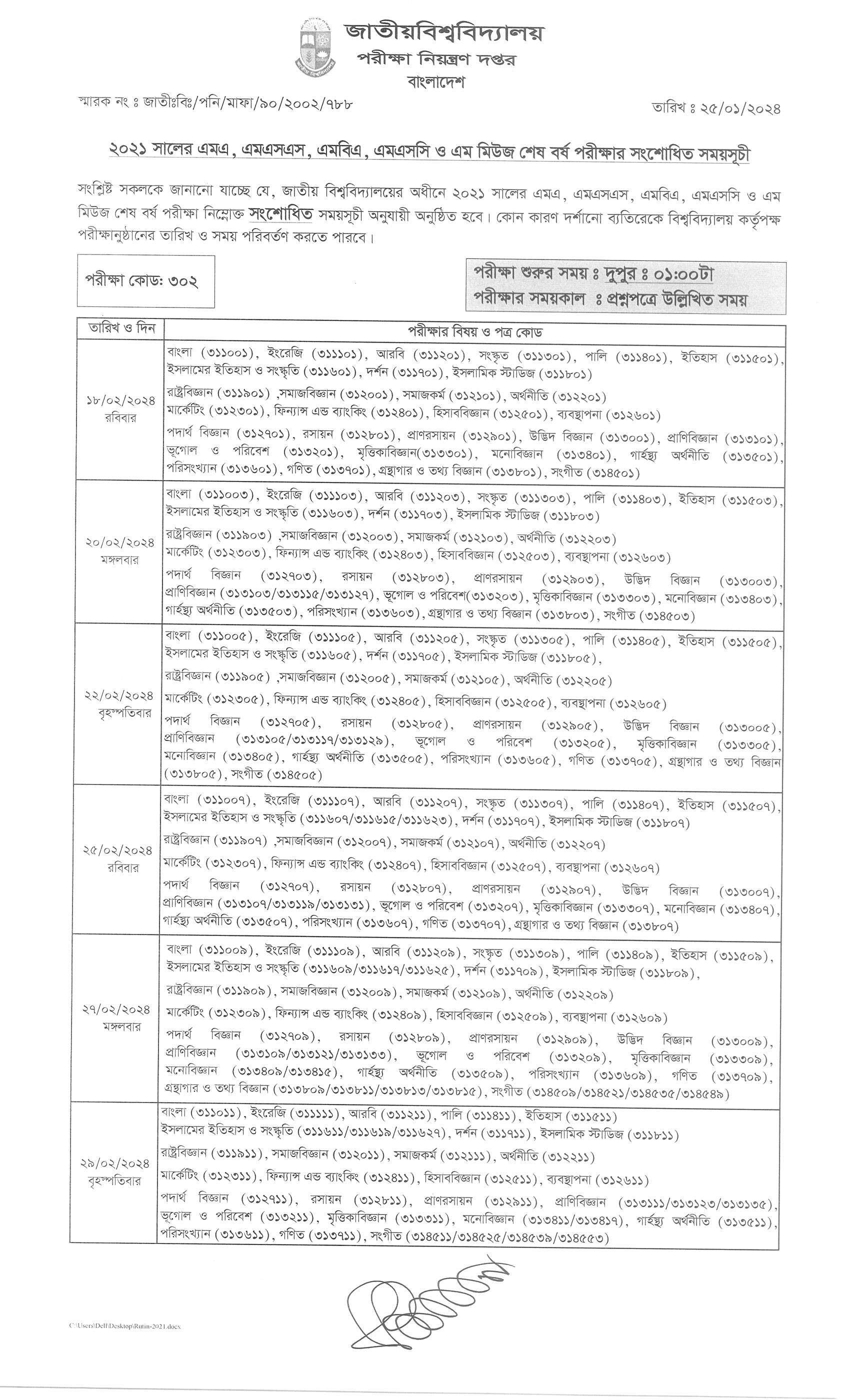 NU Masters Final Year Revised Exam Routine 2024 PDF 1 — Postimages