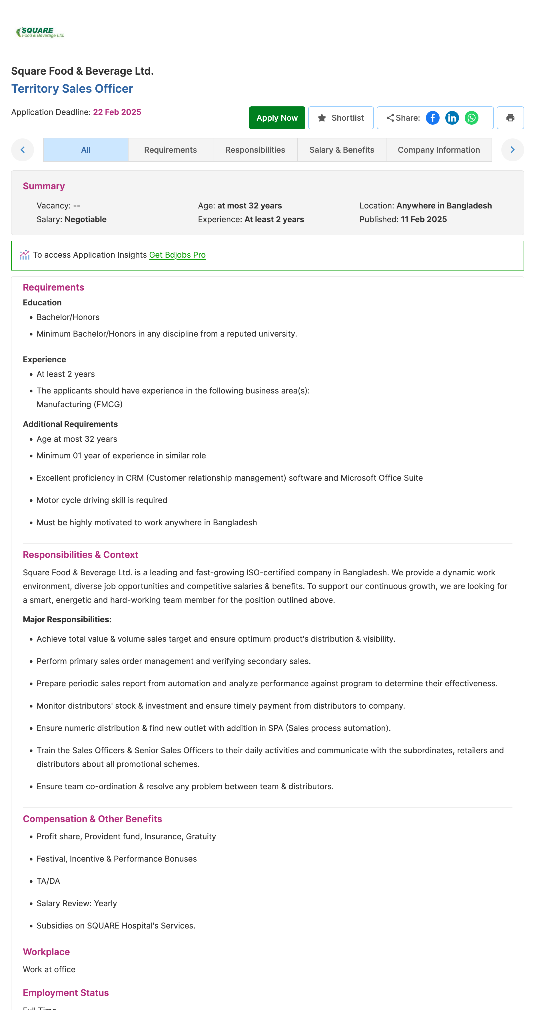 Square Group Job Circular 2025 » Bir Bangla-বীর বাংলা পোর্টাল