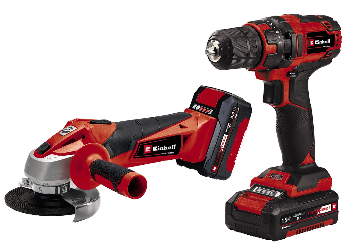 Einhell Angle Grinder And Drill Set Battery Charger Power X-Change TC ...
