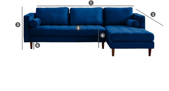 Scott Midnight Velvet Corner Sofa RHC | FurnitureInstore