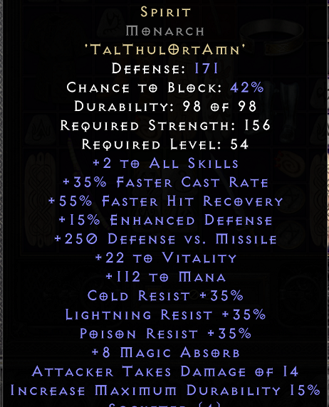 100% Perfect Spirit Monarch 15/15 Base - Topic - d2jsp