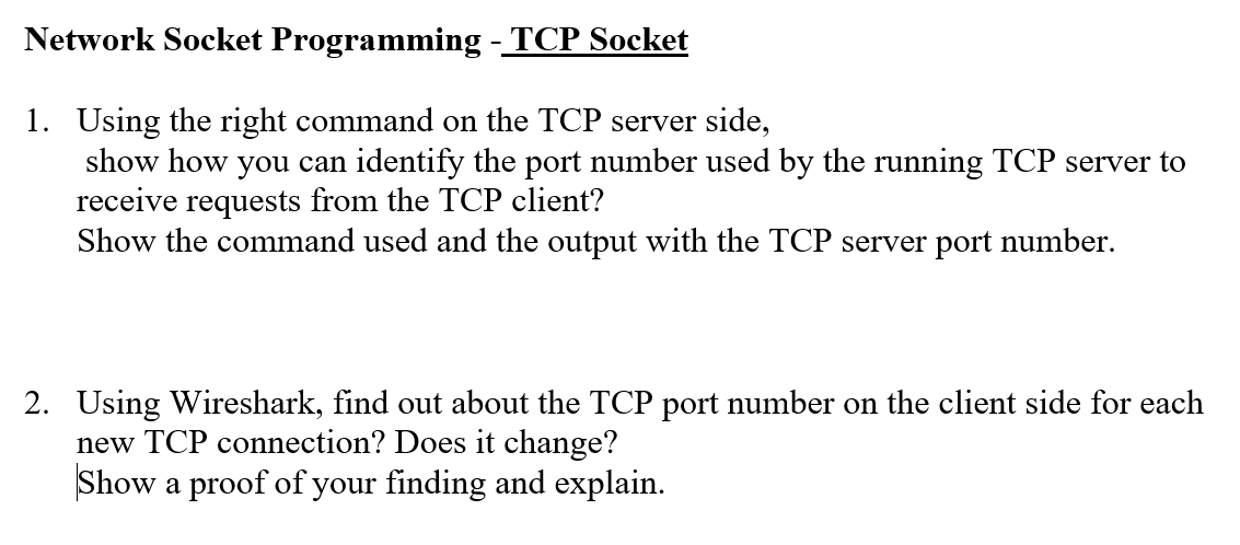 Solved Network Socket Programming Tcp Socket Using Right Command Tcp Server Side Show
