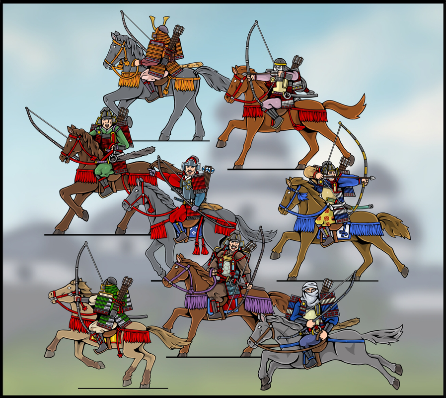 MOUTED SAMURAI PAPER MINIS TOY SOLDIERS WARGAMES TTRPGS HISTORICAL ...