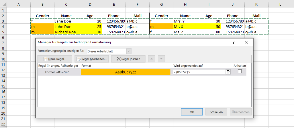 excel - Excel2019: Execute conditional formatting over a certain number of cells - Stack Overflow