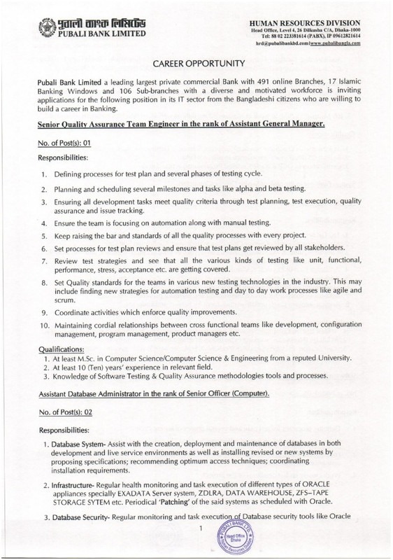 Pubali Bank Limited Job Circular 2022- pubalibangla.com Apply online ...
