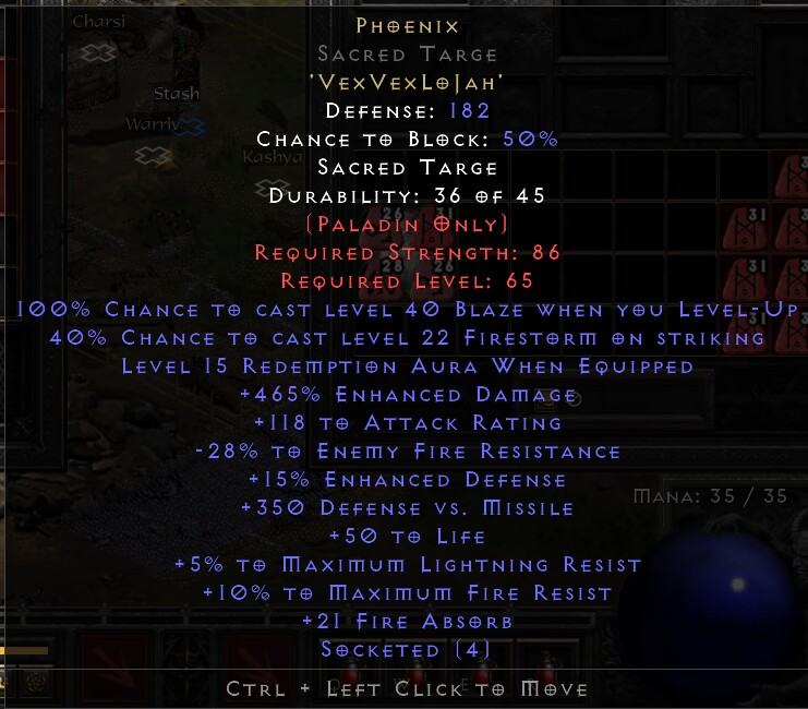 Phoenix Sacred Targe 15 45/ Vortex Shield 15 45 - Topic - d2jsp