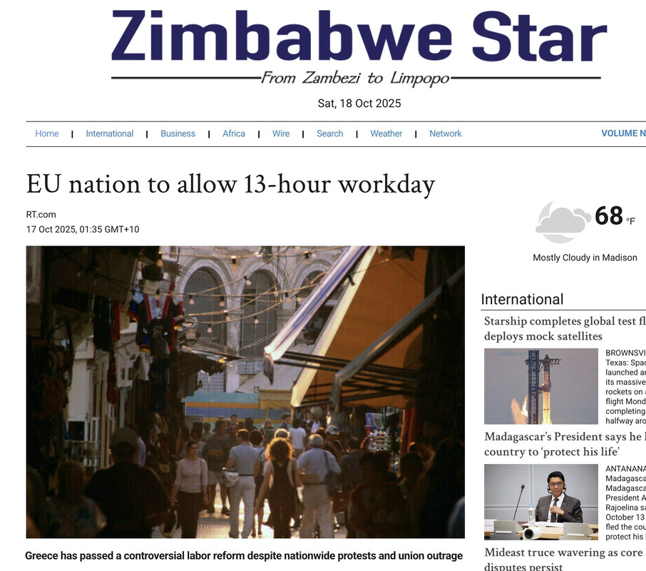 Ειδησεογραφικός ιστότοπος της Zimbabwe δημοσιεύει άρθρο για το 13ωρο - Phorum