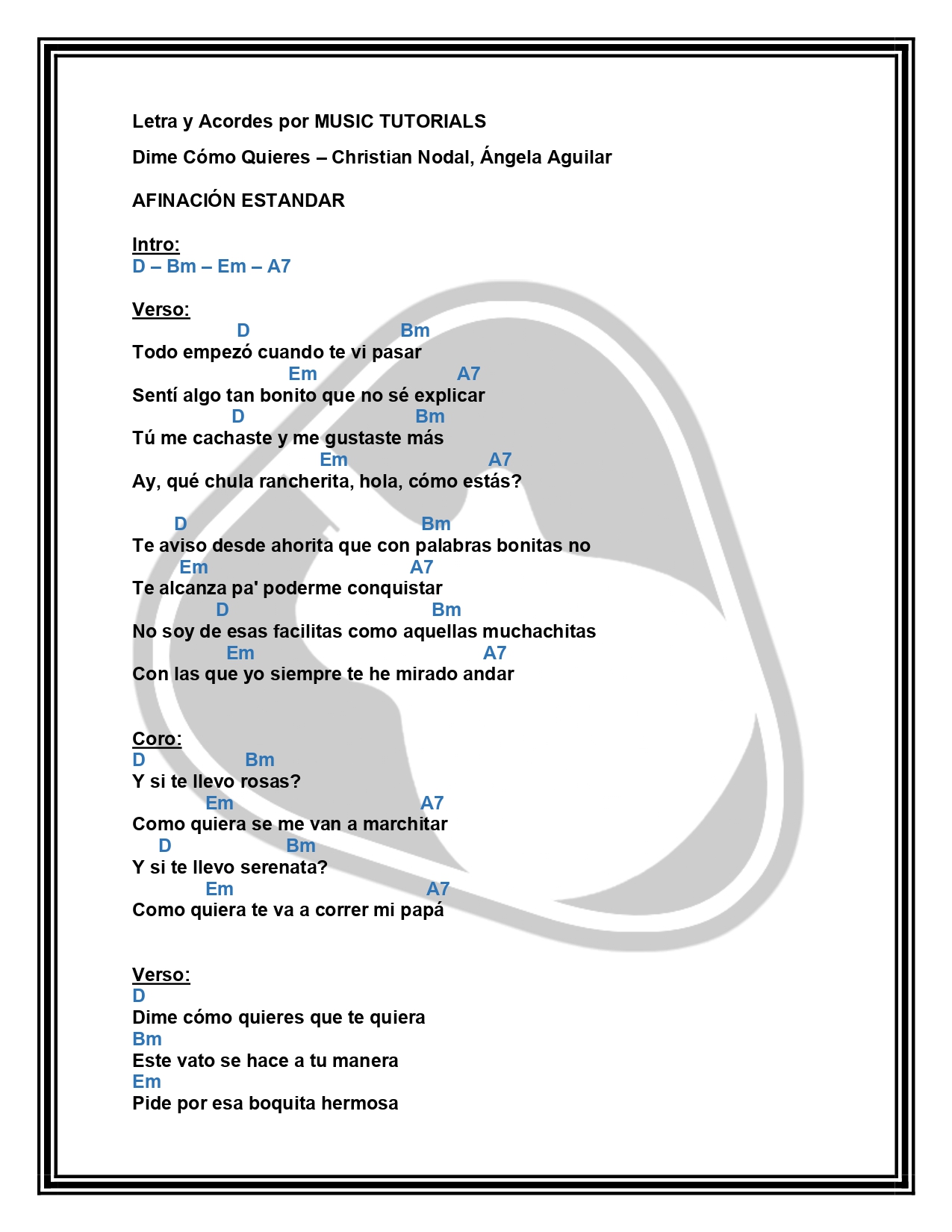 Dime Cómo Quieres Christian Nodal Ángela Aguilar Letra y Acordes by ...