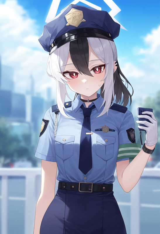 depth of field, 1girl, [kayoko (blue archive)], blue archive, {{{{police uniform s 2370672976 ...