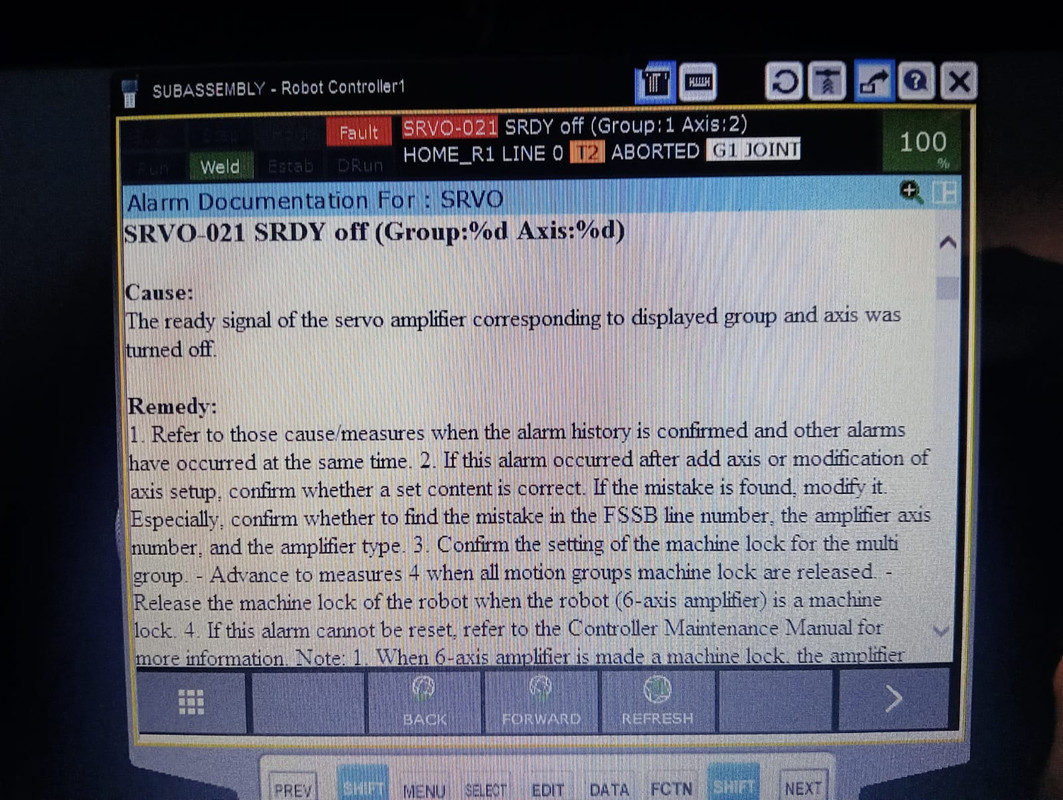 SRVO-021 SRDY off (Group:1 Axis:2) - Fanuc Robot Forum - Robot-Forum ...