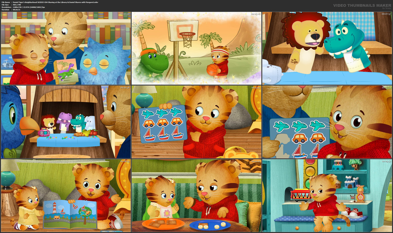 Daniel Tiger's Neighborhood S03 E03 E04 Sharing at the Library & Daniel ...