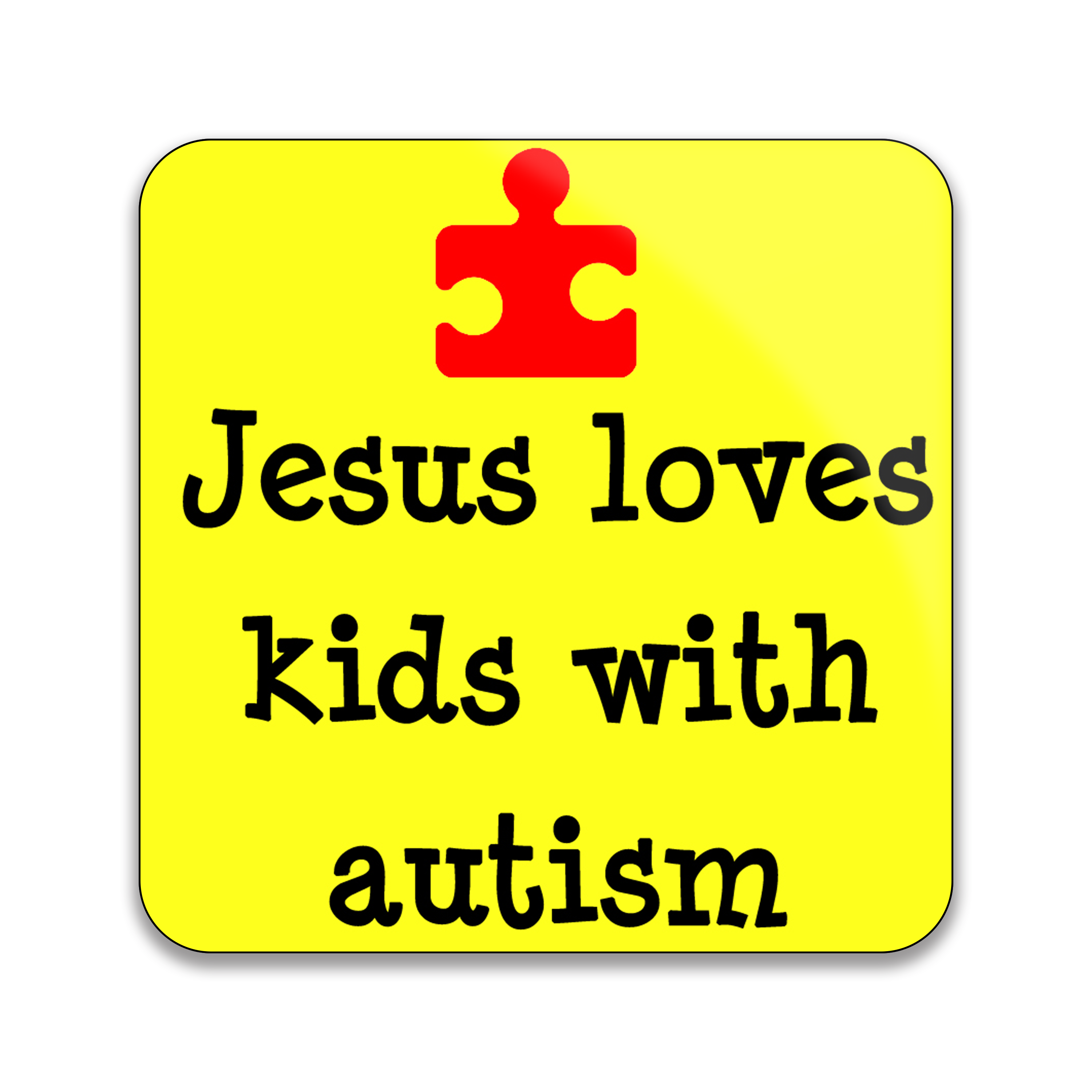 JESUS LOVES KIDS WITH AUTISM YELLOW SQUARE BADGE — Postimages