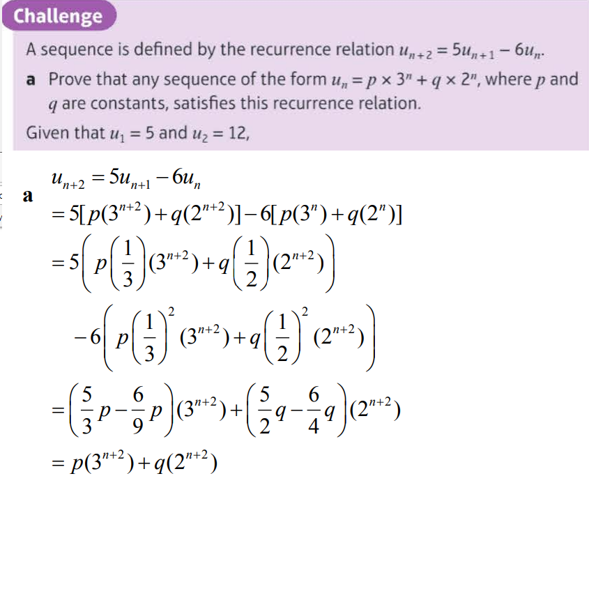 sequences and series - I don't understand most of the solution to this recurrence relation ...