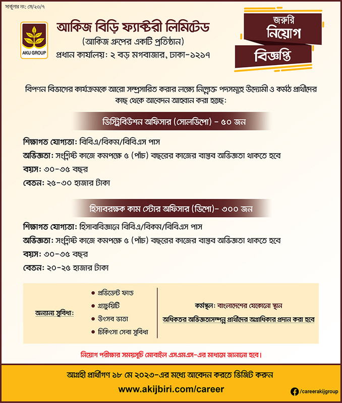 Akij Biri Job Circular 2023 — Postimages