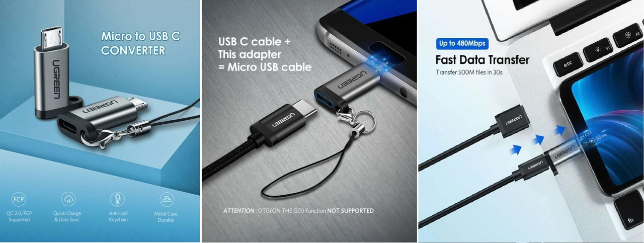 Jual UGREEN 50590 USB Type C Female To Micro USB Male Converter Adapter ...