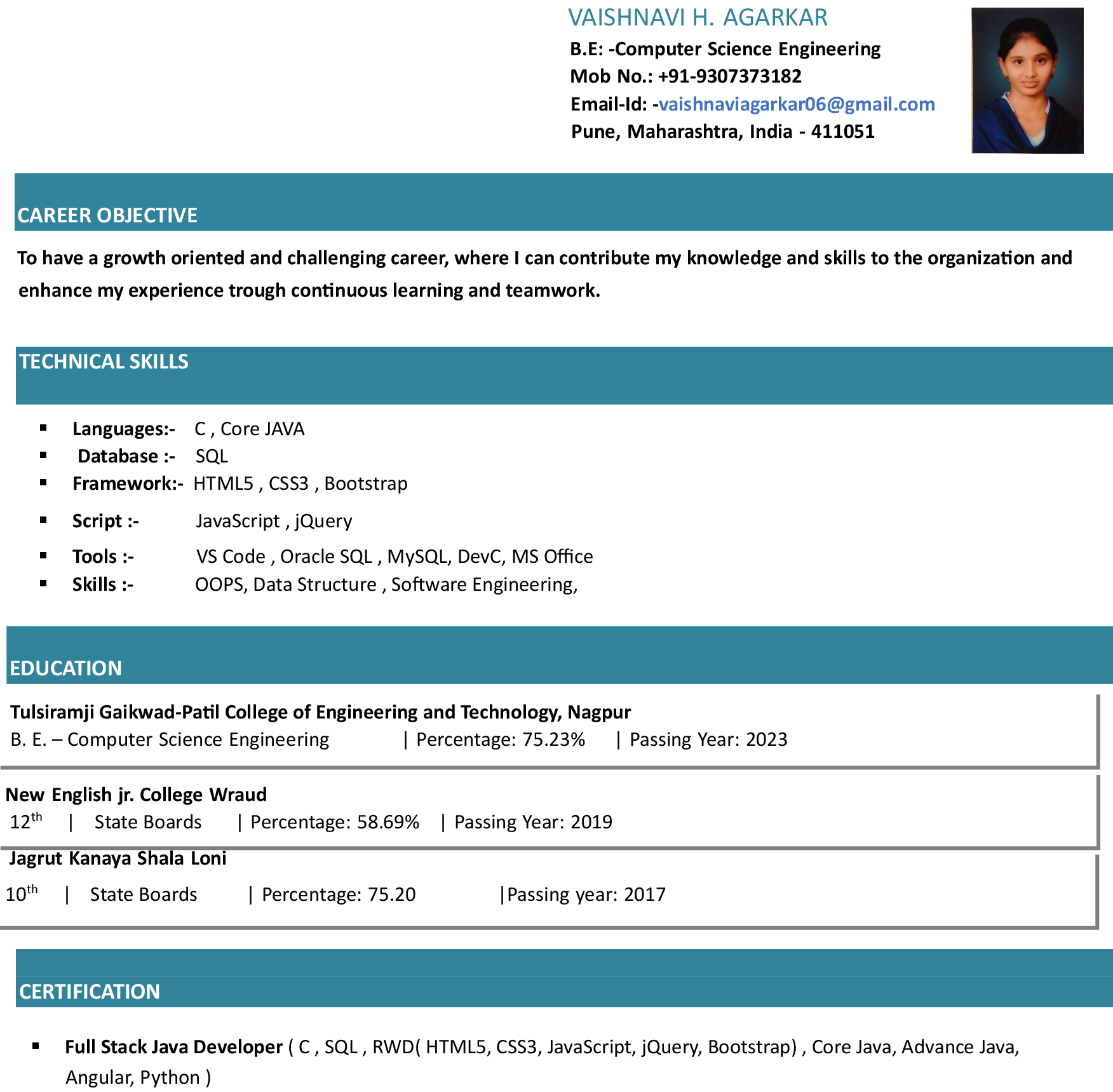 Vaishnavi Agarkar Resume (1) — Postimages