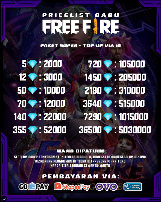 Pricelist Diamond Super Free Fire — Postimages