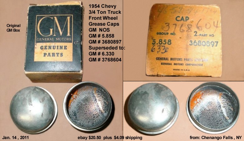 Front Wheel Grease Caps GM NOS (2) — Postimages