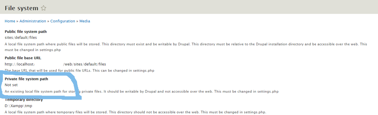 Configuring private path in settings.local.php is not recognized [#3185565] | Drupal.org
