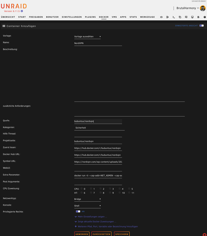 NordVPN auf Unraid - Deutsch - Unraid