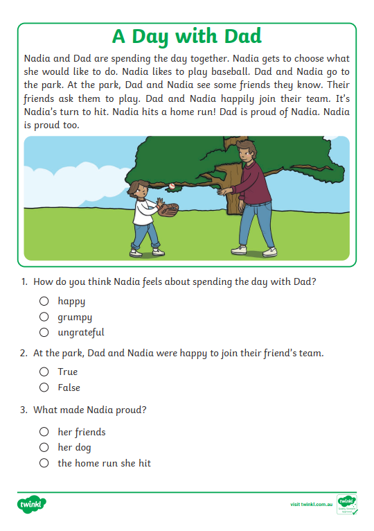 Download Year 1 Reading Passage Comprehension Activity Pack PDF Book | Phenomny Books