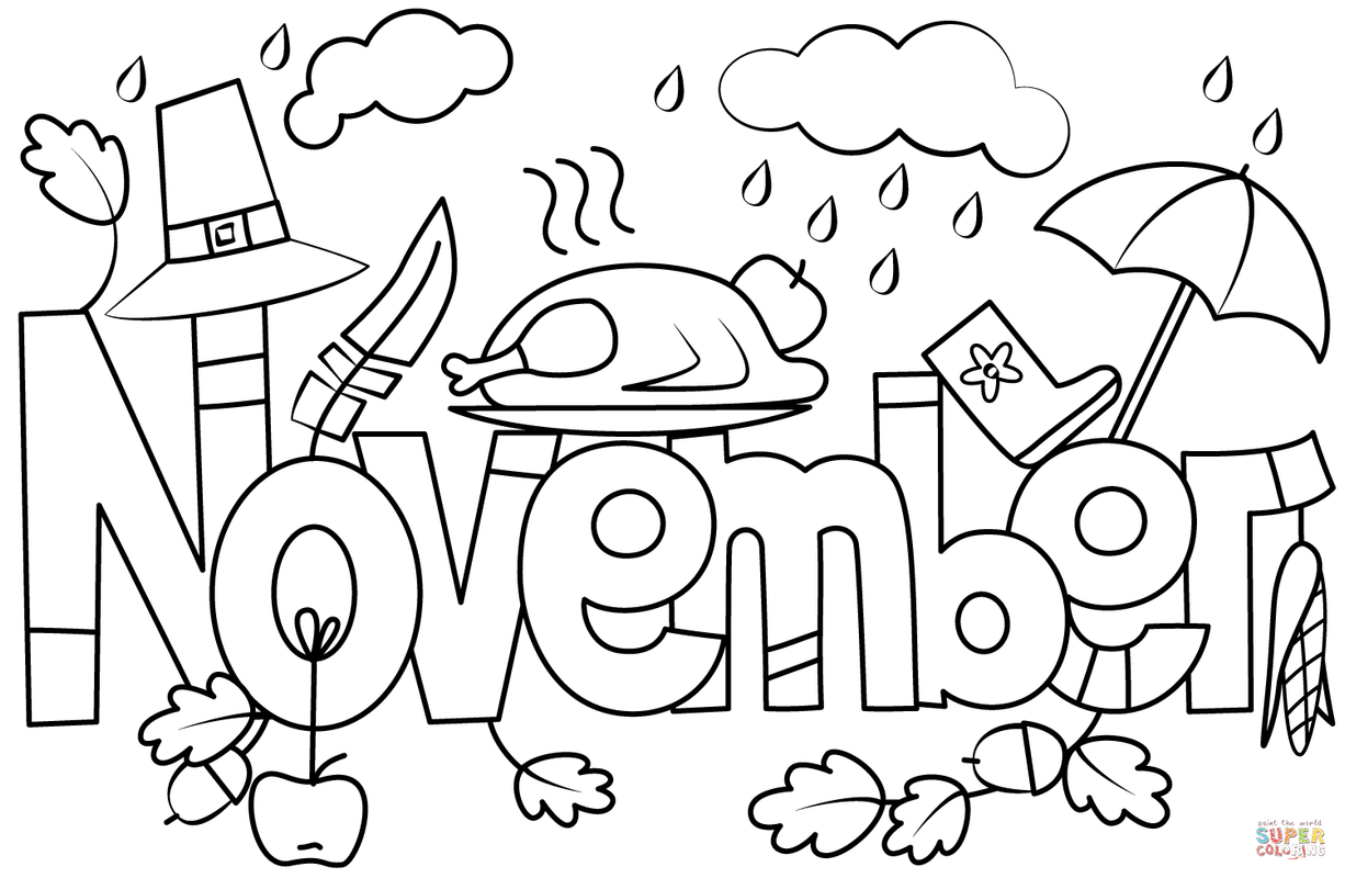November Coloring Page 1 - Creativeness Archive - Hufflepuff Common Room